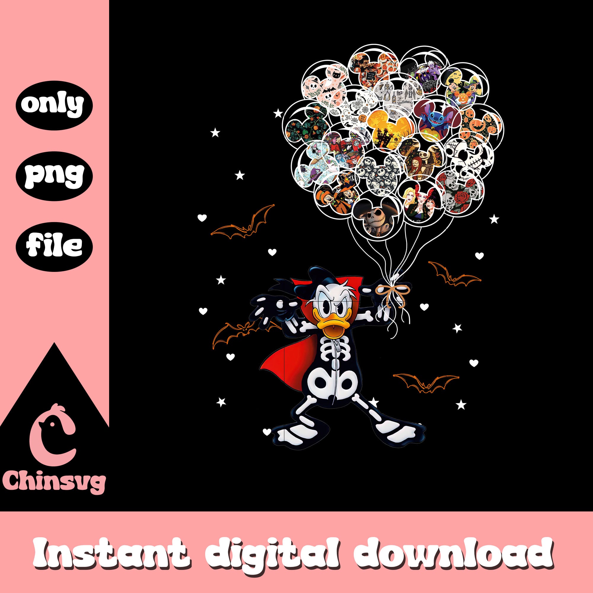 Skeleton donald duck hand balloons design png, donald disney png – Chinsvg