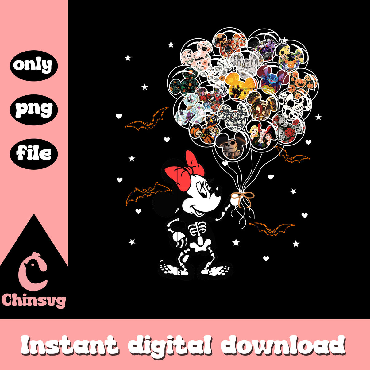 Skeleton minnie hand balloons design png, disney minnie movie png – Chinsvg
