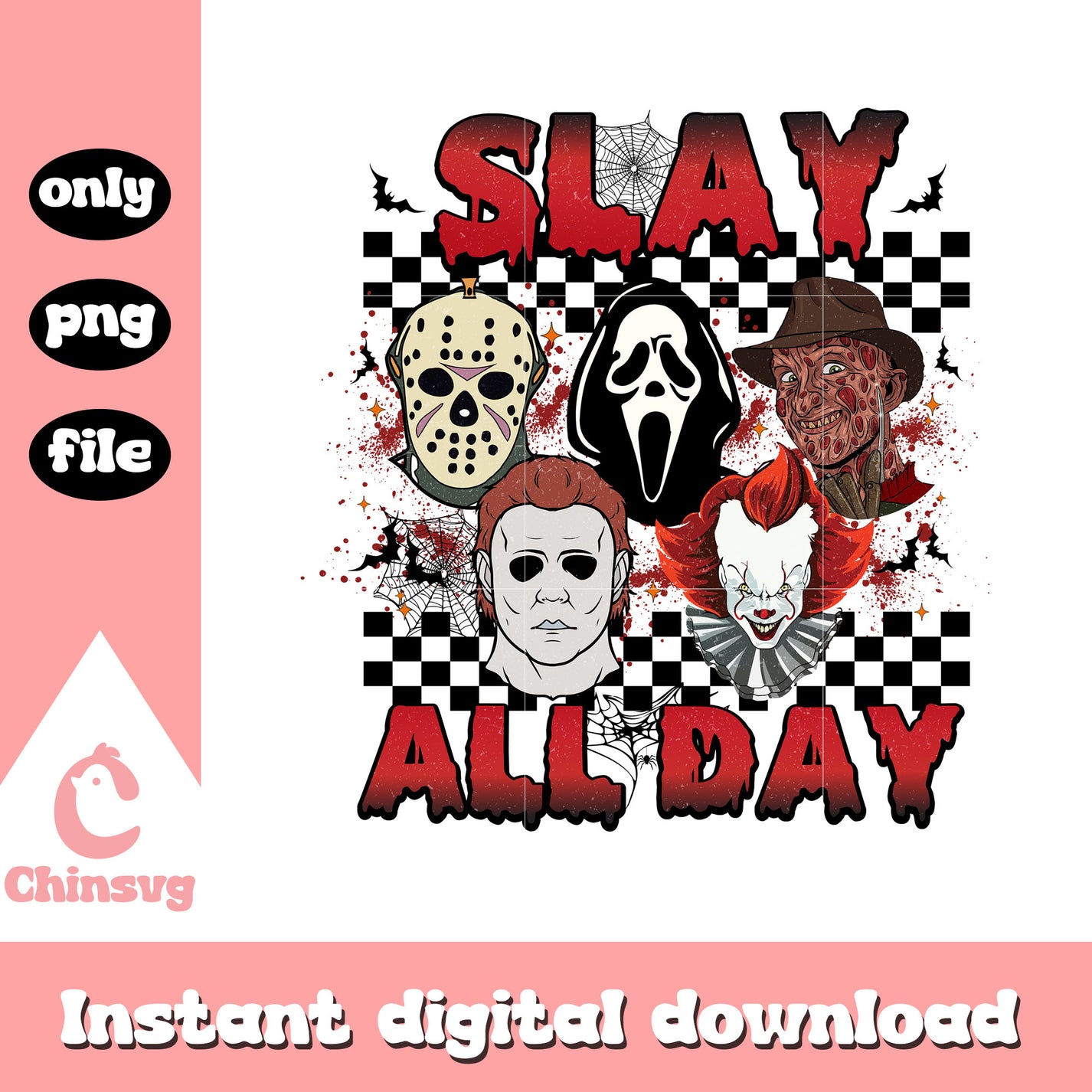 Slay All Day Horror Characters png, Horror Halloween png – Chinsvg