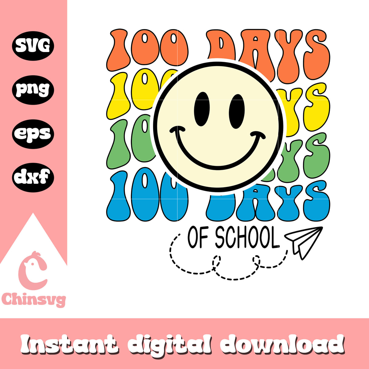 Smiley face happy 100 days of school svg, smile emoji svg, school svg ...