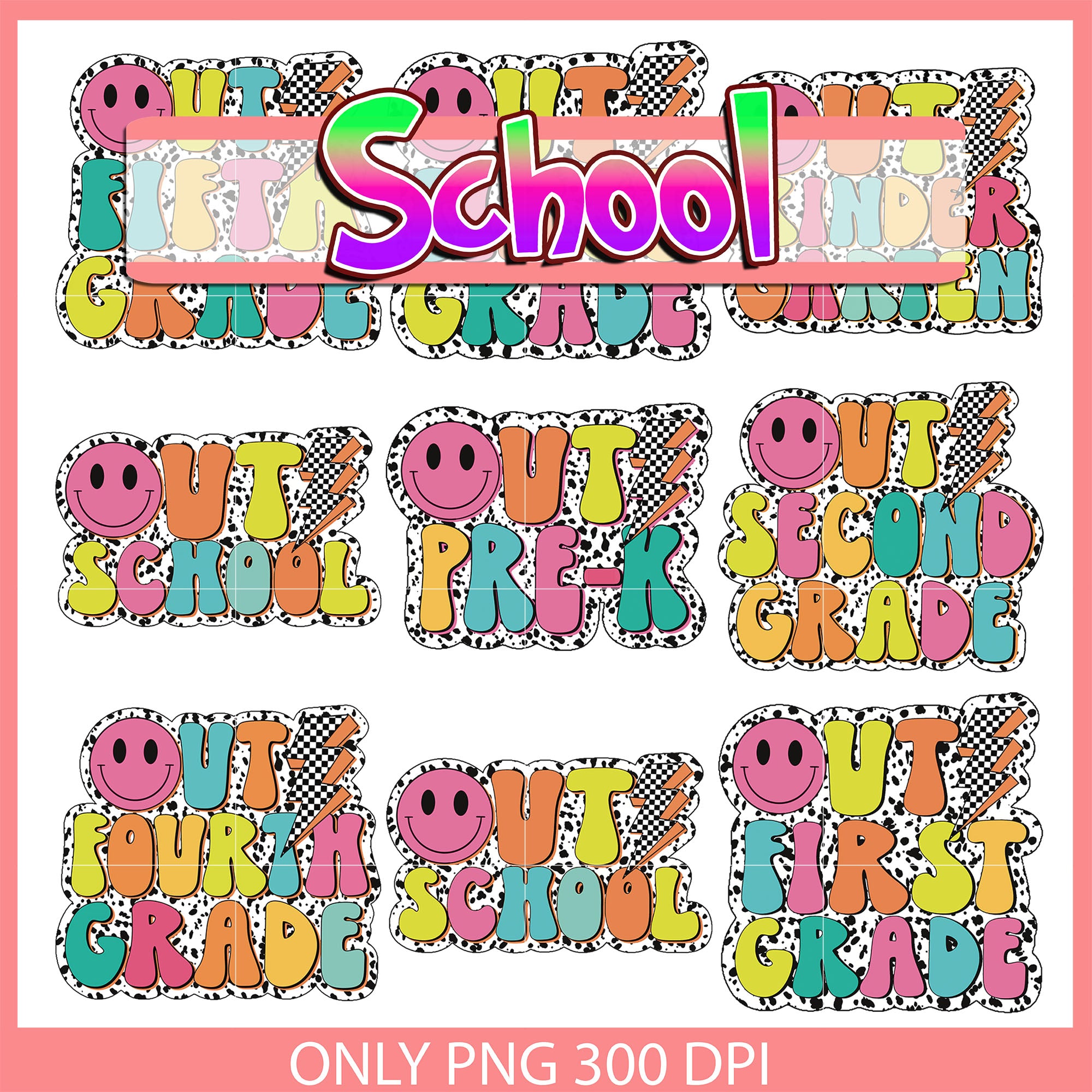 Smiley face out school design bundle png, back to school quote png ...