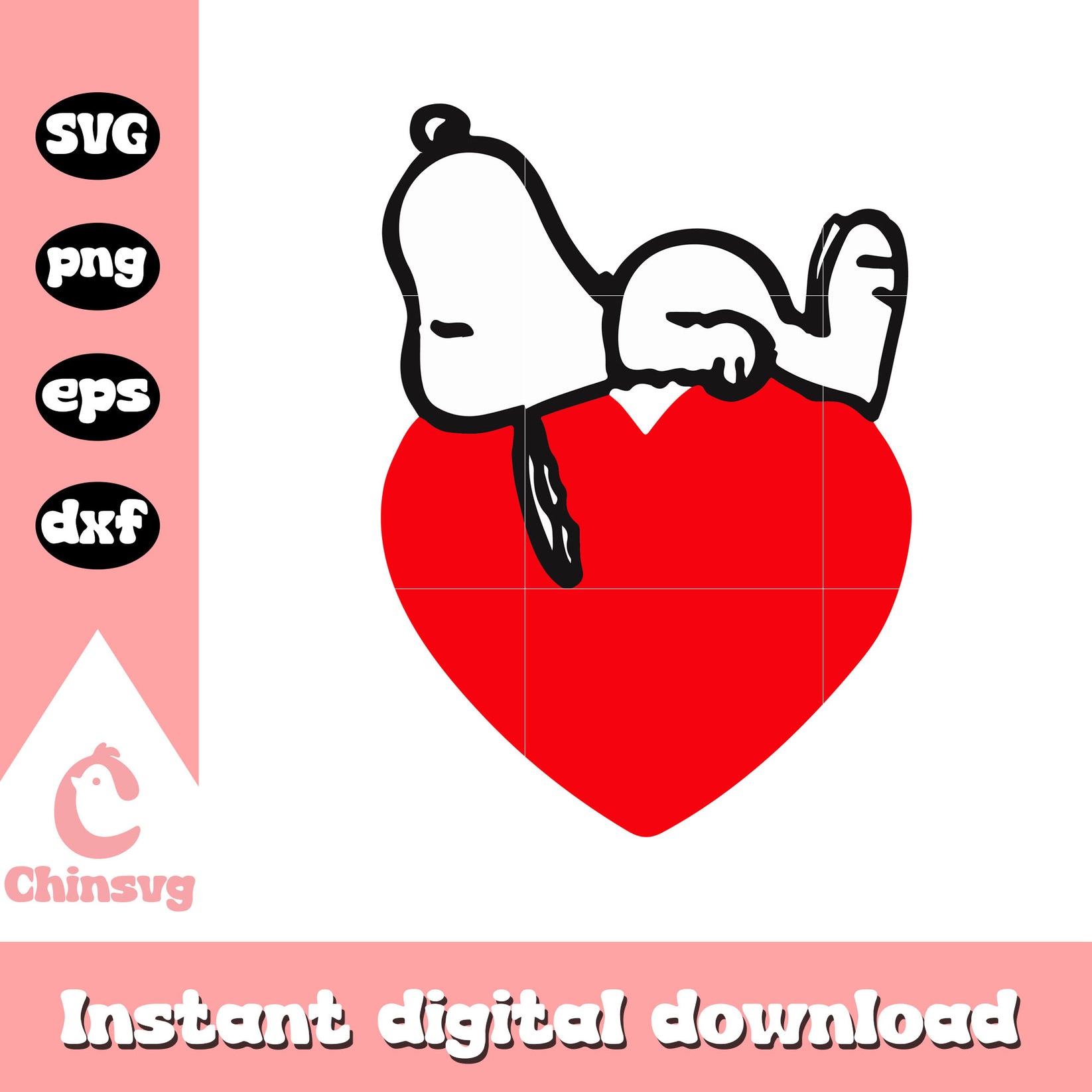 Snoopy heart shape svg, snoopy character svg, peanuts svg – Chinsvg