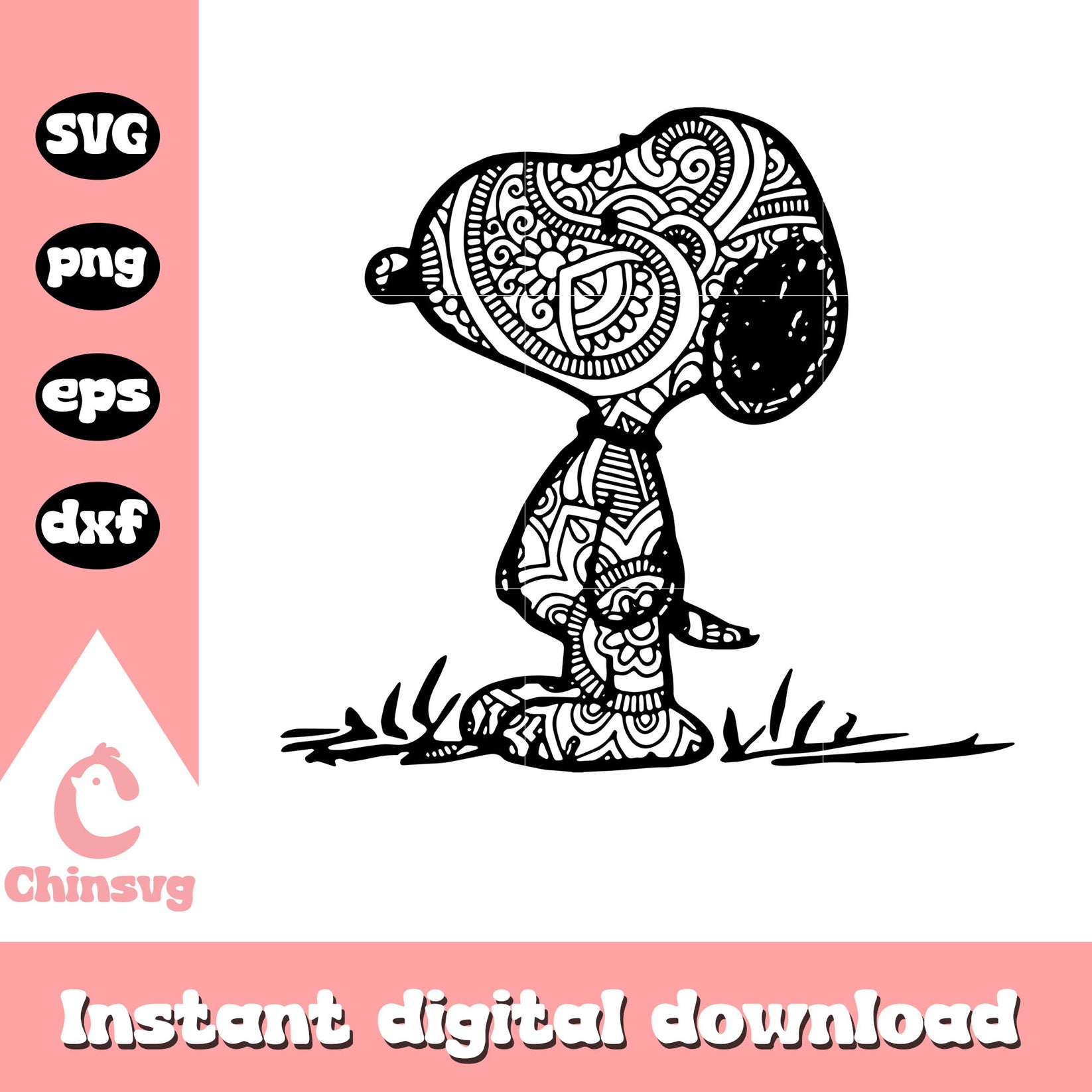 Snoopy mandala svg, mandala tattoo svg, mandala pattern svg – Chinsvg