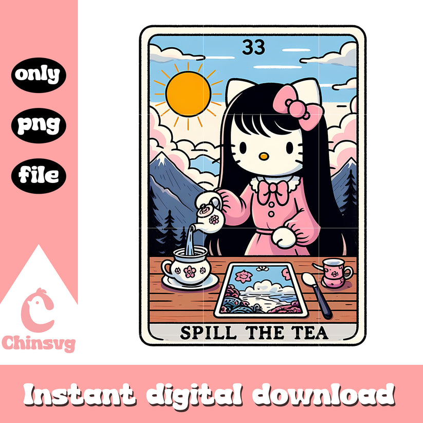 Spill the tea tarot card png, hello kitty png, tarot cards png – Chinsvg
