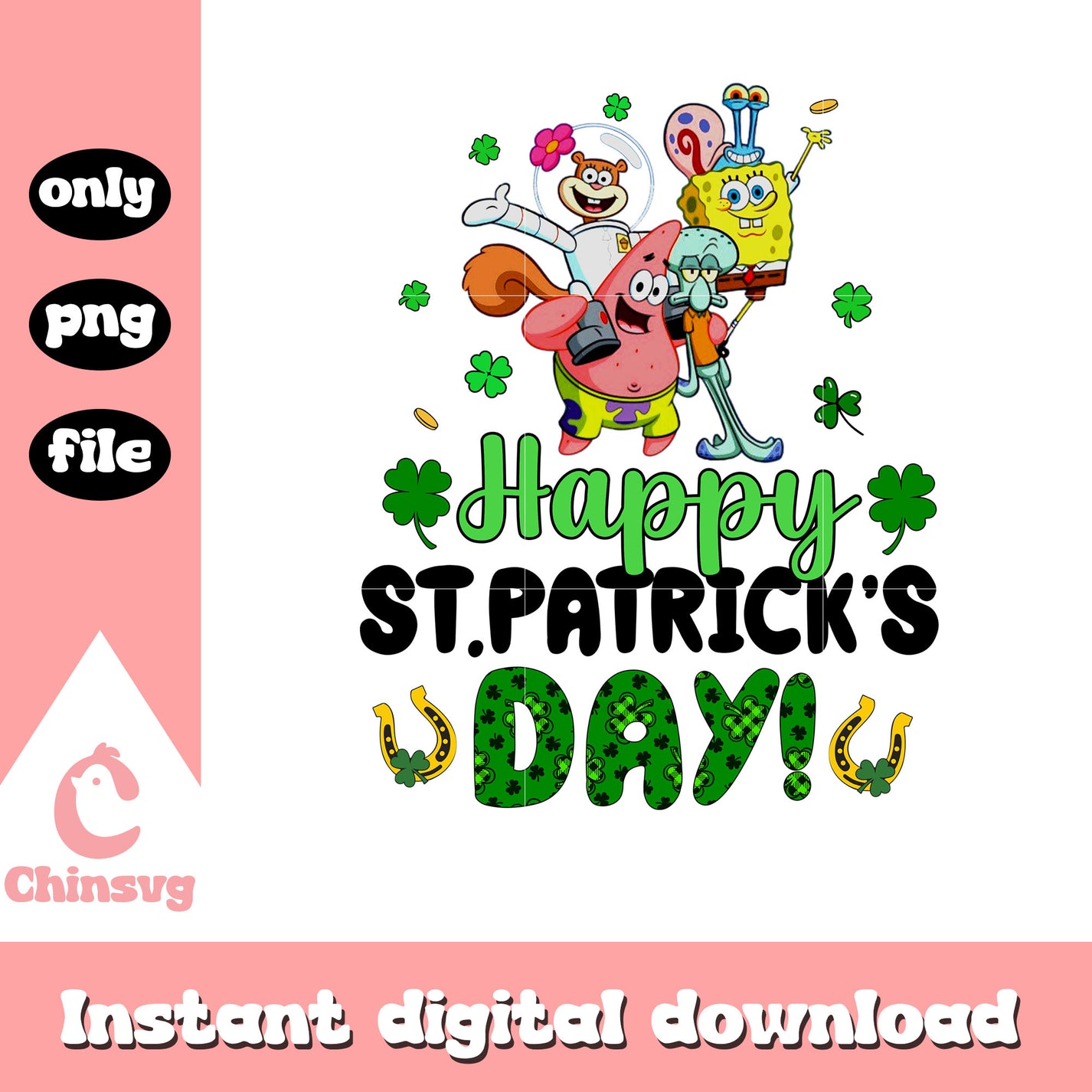 SpongeBob SquarePants happy st.patrick's day png, patrick png – Chinsvg