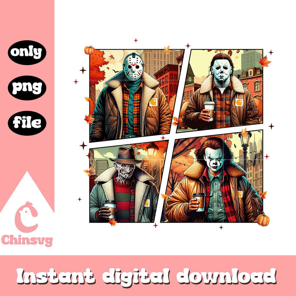 Spooky characters collage picture design png, top scary movies png ...