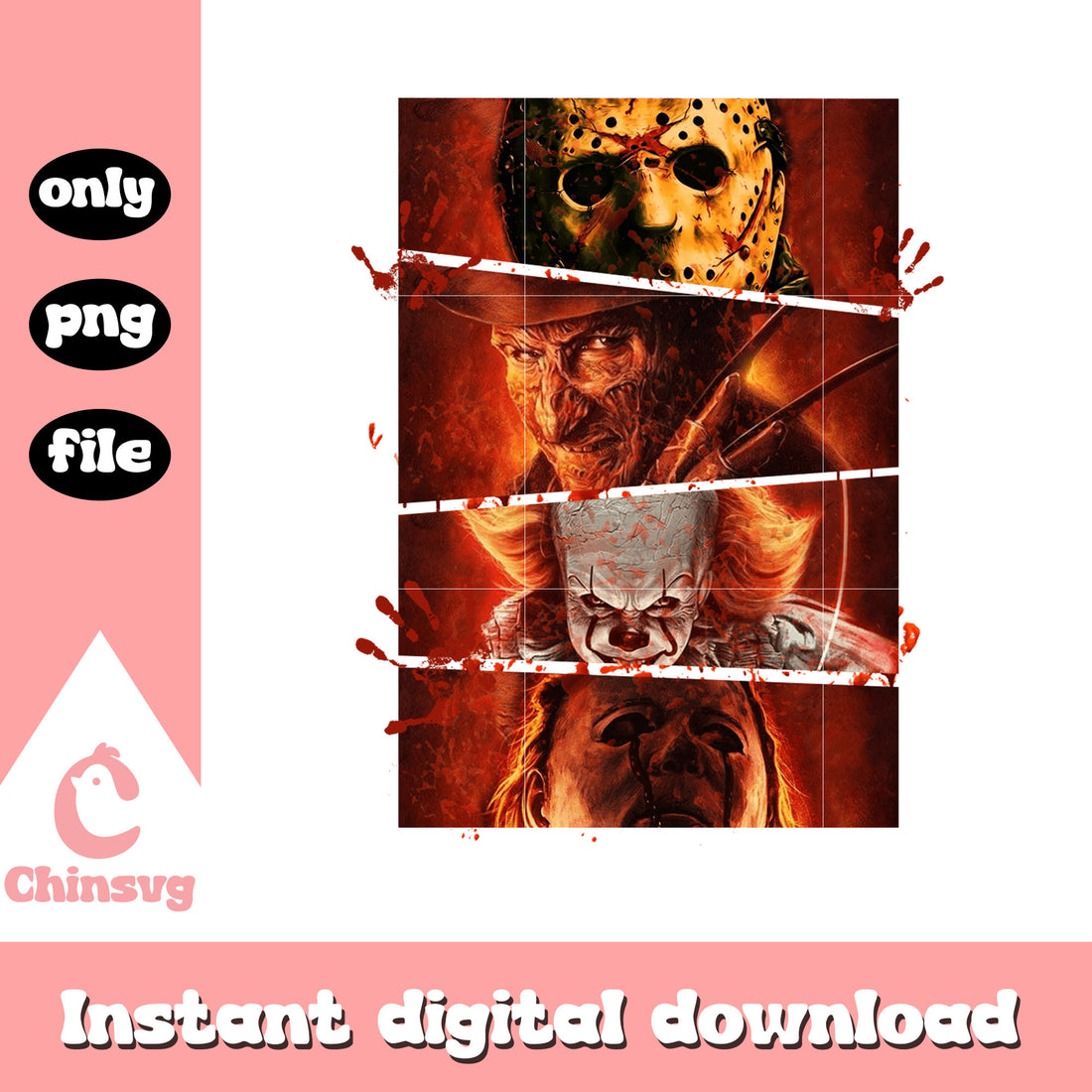 Spooky characters halloween design png, collage picture png – Chinsvg