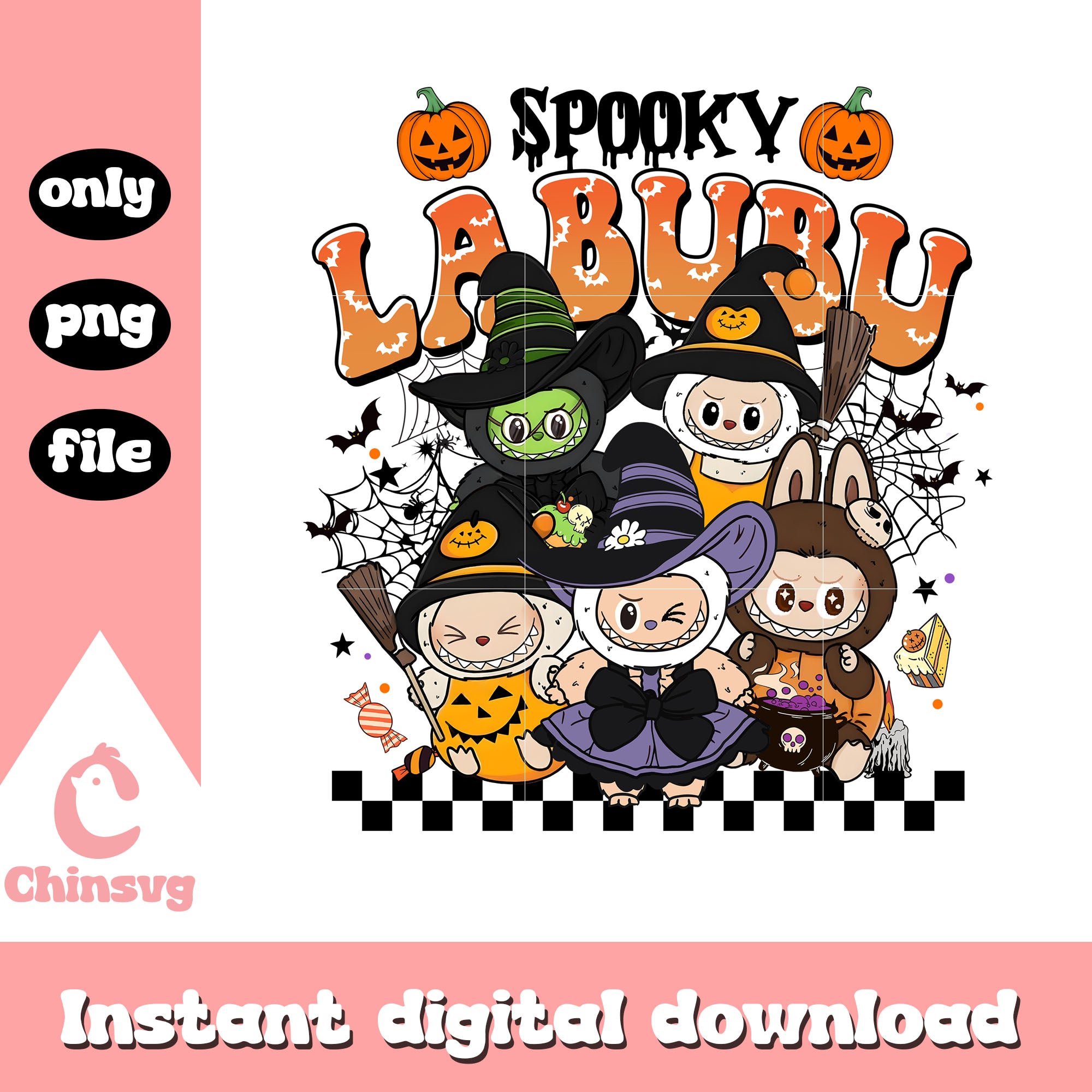 Spooky labubu monster funny halloween clipart png, baby labubu png ...