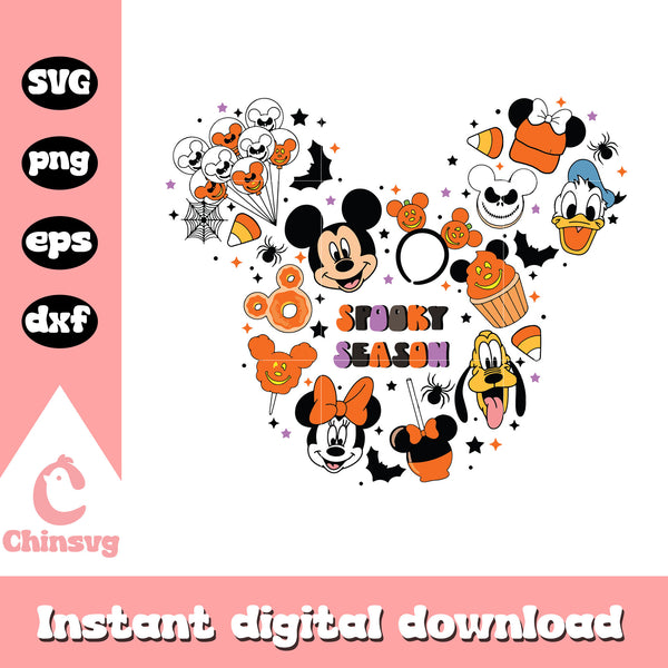 Spooky season mickey head svg, halloween vibes svg, mickey and friends ...