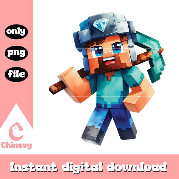 Steve holding diamond pickaxe png, steve minecraft png – Chinsvg