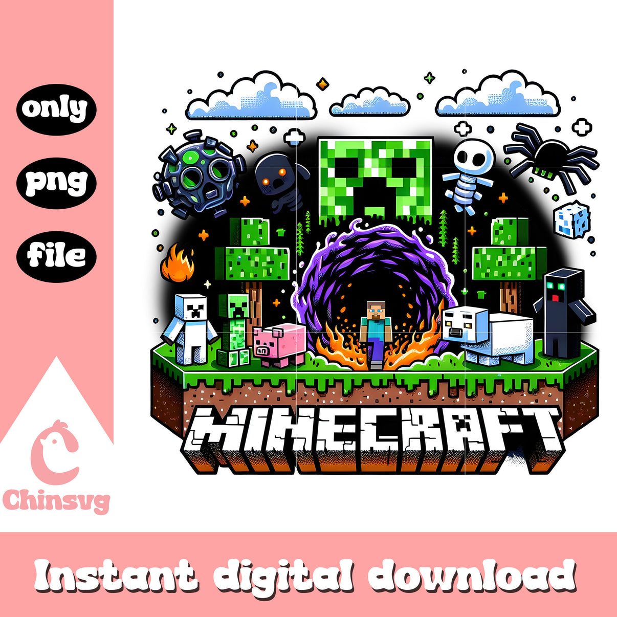 Steve with monster minecraft design png, minecraft logo png – Chinsvg