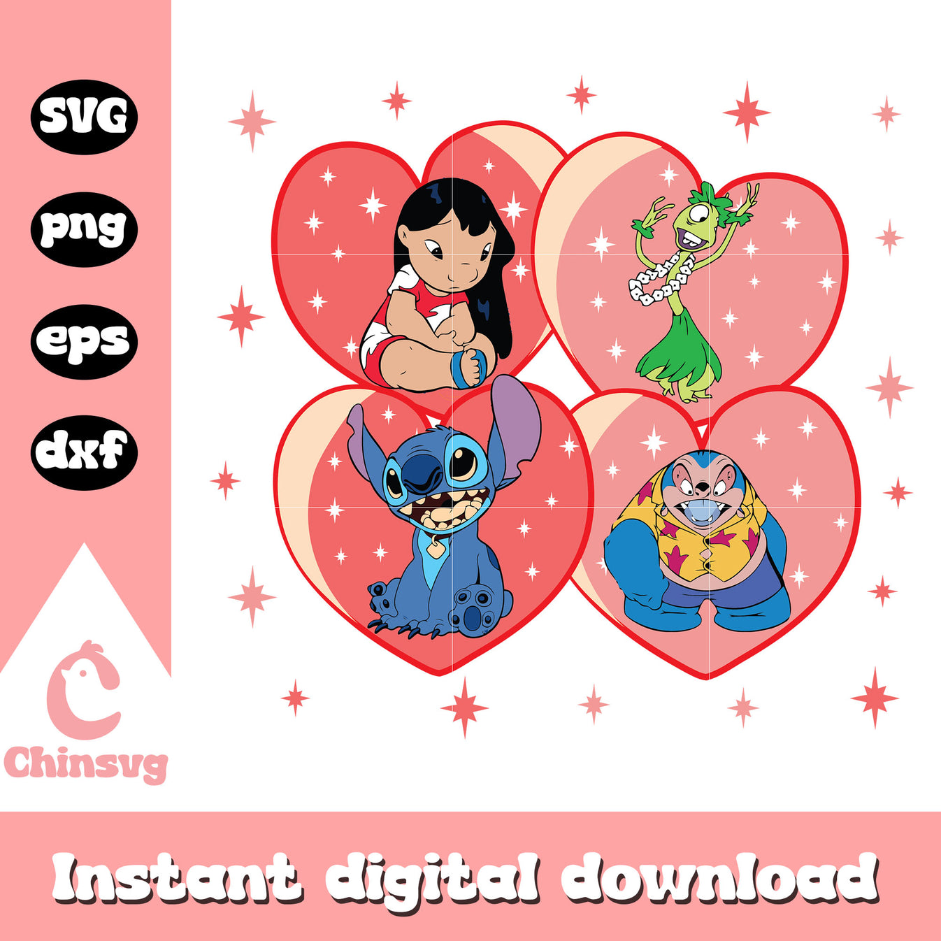 Stitch and lilo heart valentine svg, disney valentine svg – Chinsvg