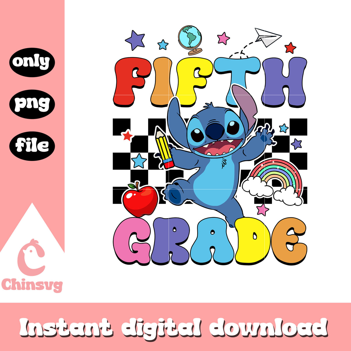 Stitch cartoon fifth grade back to school png, fifth grade png – Chinsvg
