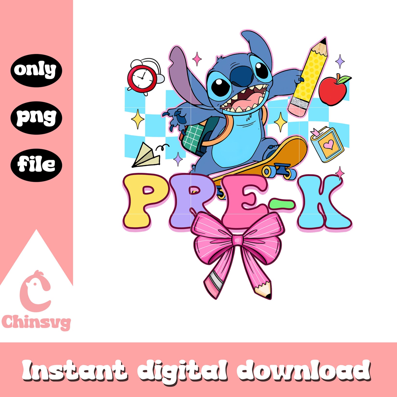 Stitch cartoon pre-k back to school clipart png, pre-k png – Chinsvg