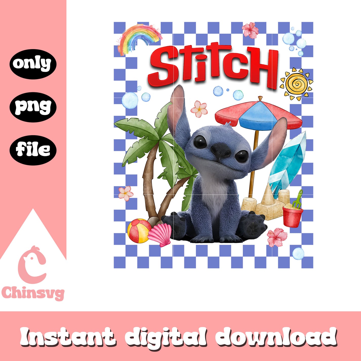 Stitch sitting summer time png, Stitch smiling png, Stitch summer png ...