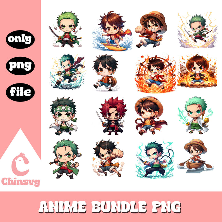 Straw hat pirates chibi characters bundle png, one piece png – Chinsvg