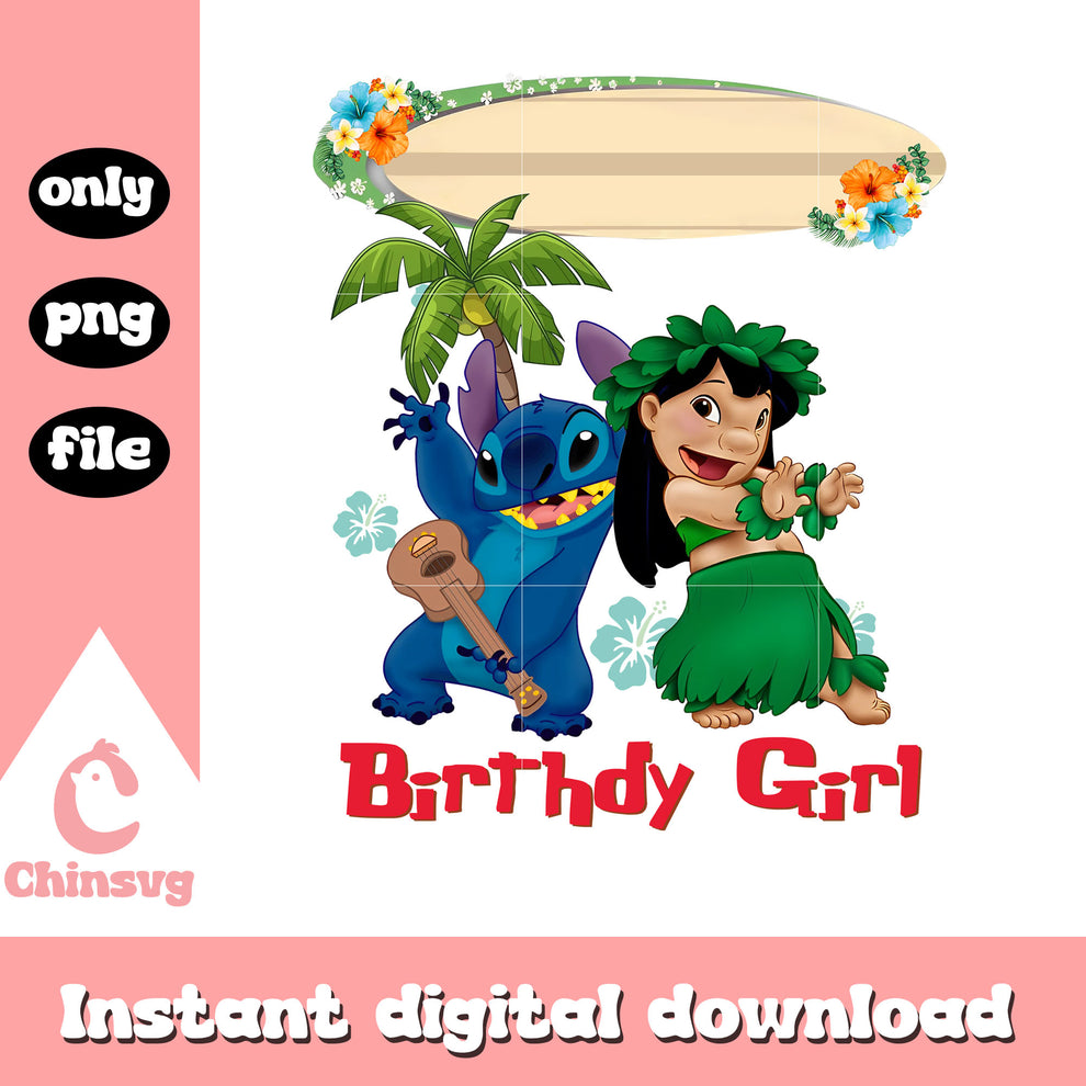 Summer stitch and lilo birthday girl png, disney summer png – Chinsvg