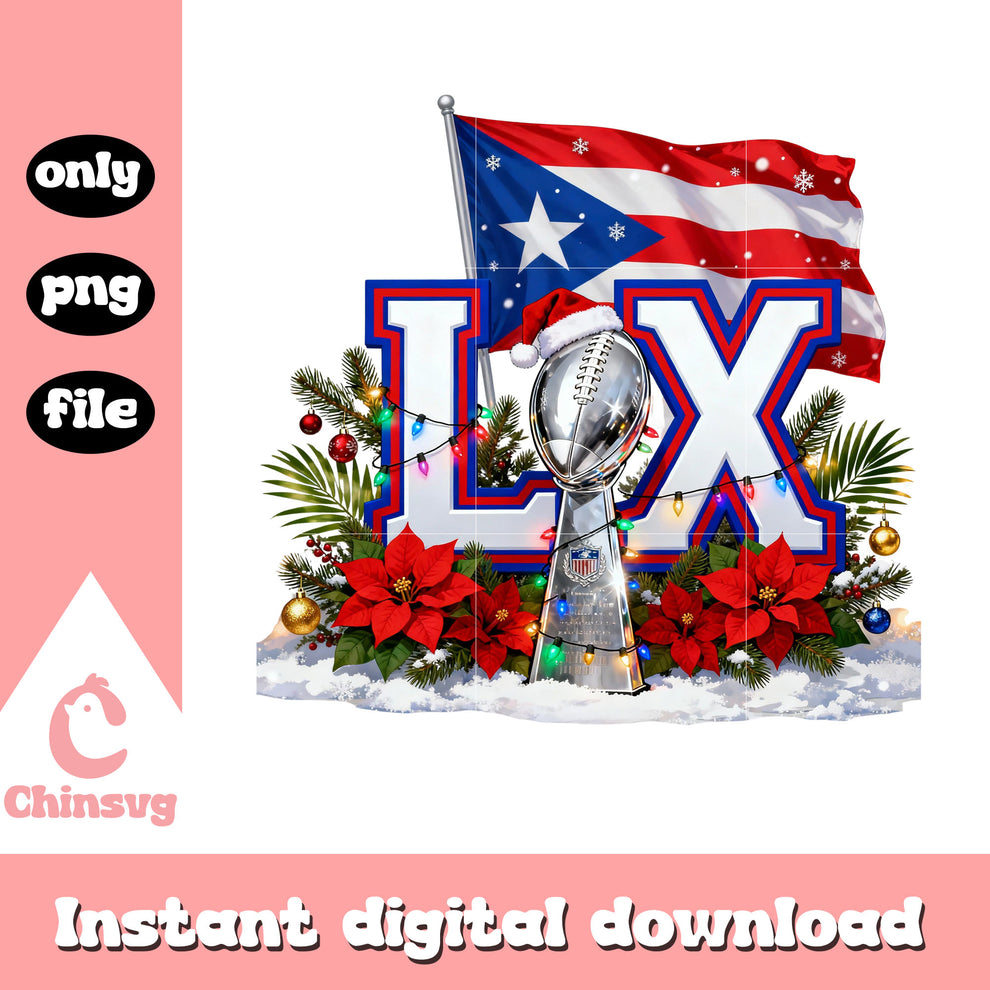 Super bowl Lix flower design png, super bowl 2026 png, nfl bad bunny p ...
