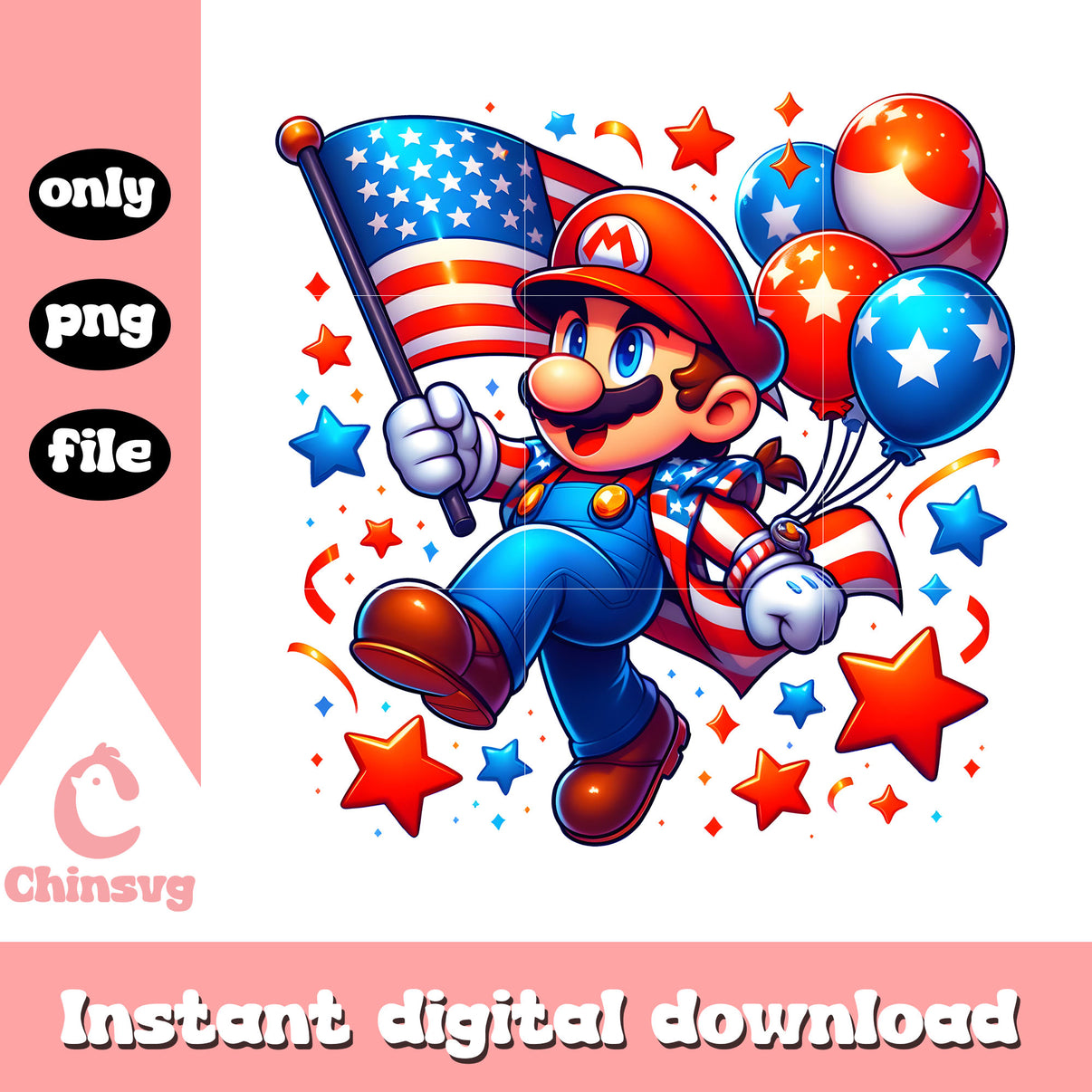 Super mario freedom day flag png, Super mario 4th of july day png – Chinsvg