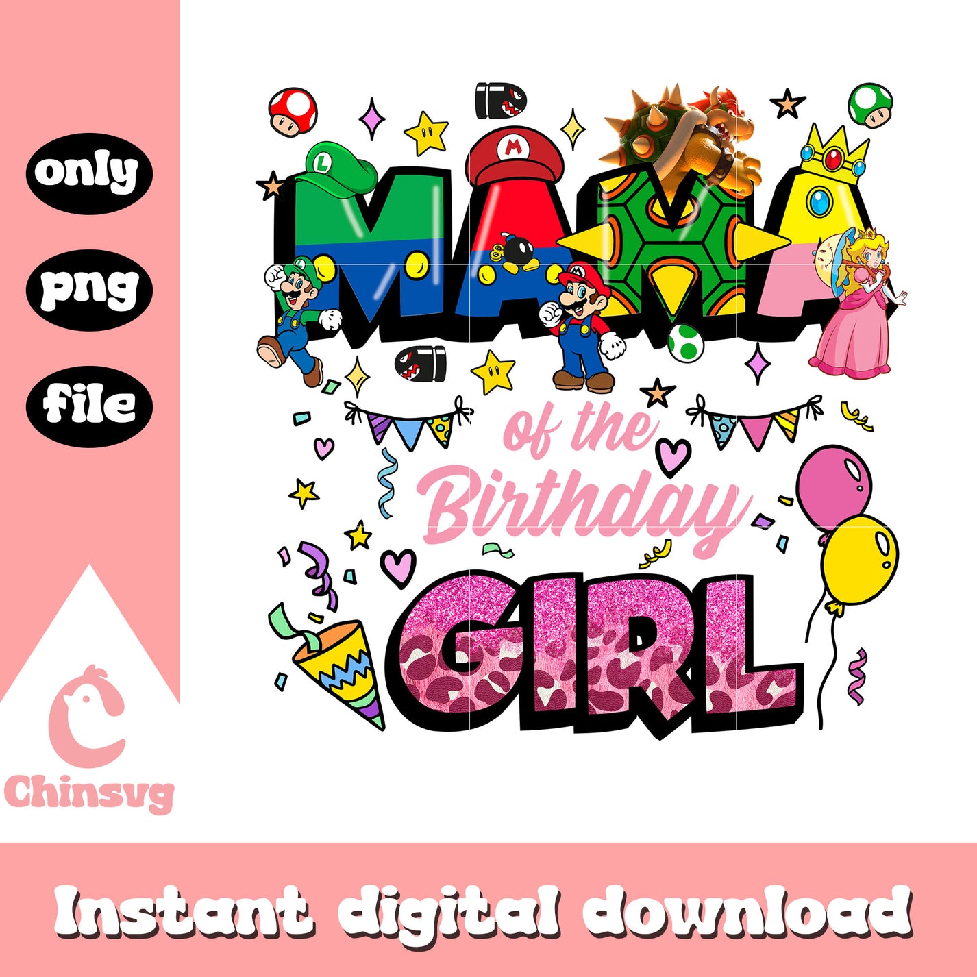 Super mario mama birthday girl png, super mario png, birthday png – Chinsvg