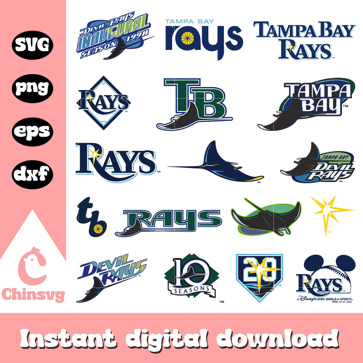 Tampa bay rays logo design bundle svg, tampa bay rays svg – Chinsvg
