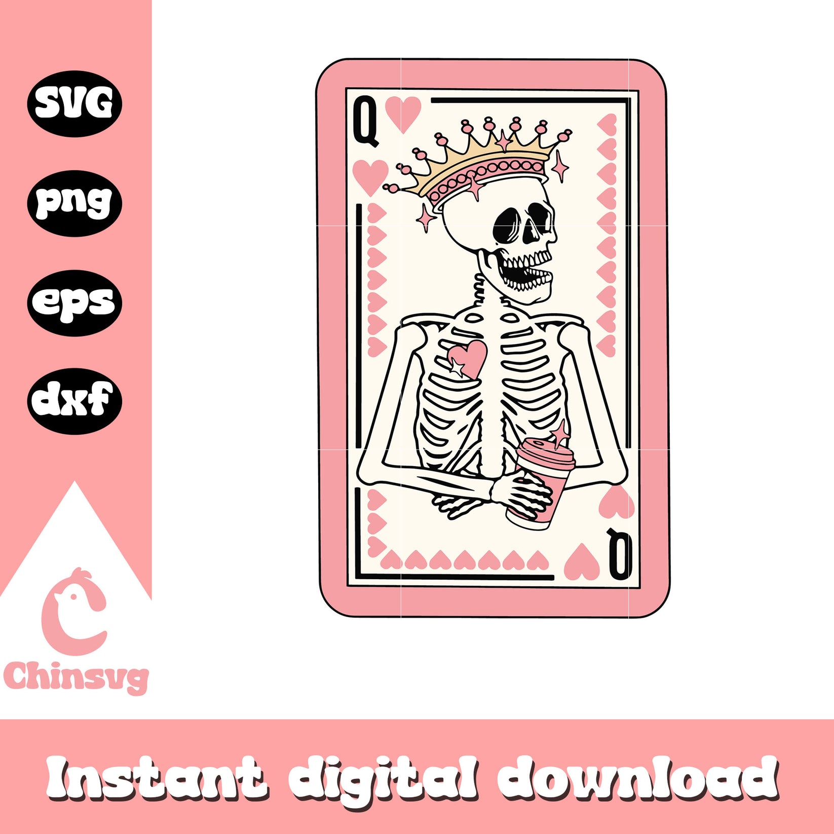 Tarot card king skeleton svg, human skeleton svg, valentine svg – Chinsvg