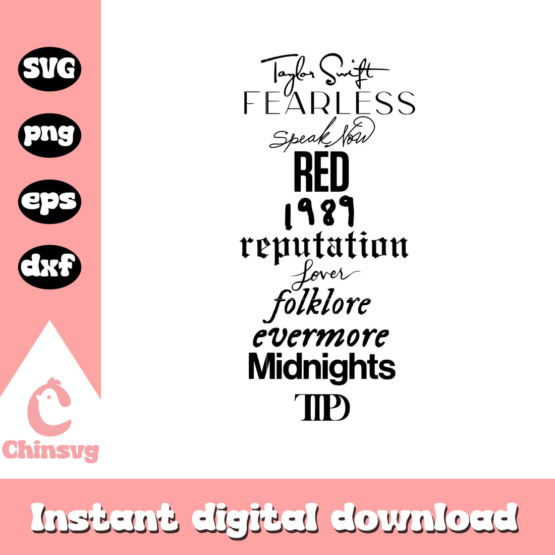 Taylor Swift albums black svg, albums svg, Taylor Swift svg – Chinsvg