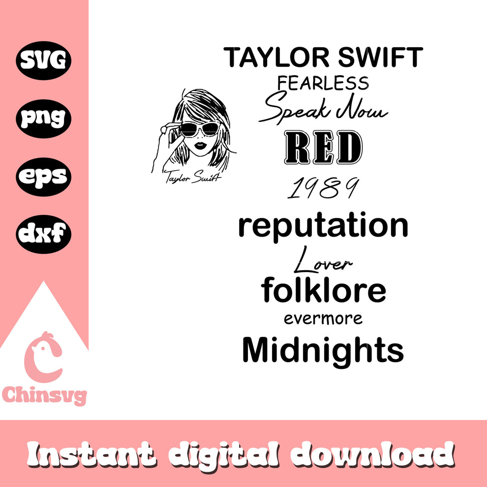 Taylor Swift all albums design svg, albums svg, Taylor Swift svg – Chinsvg