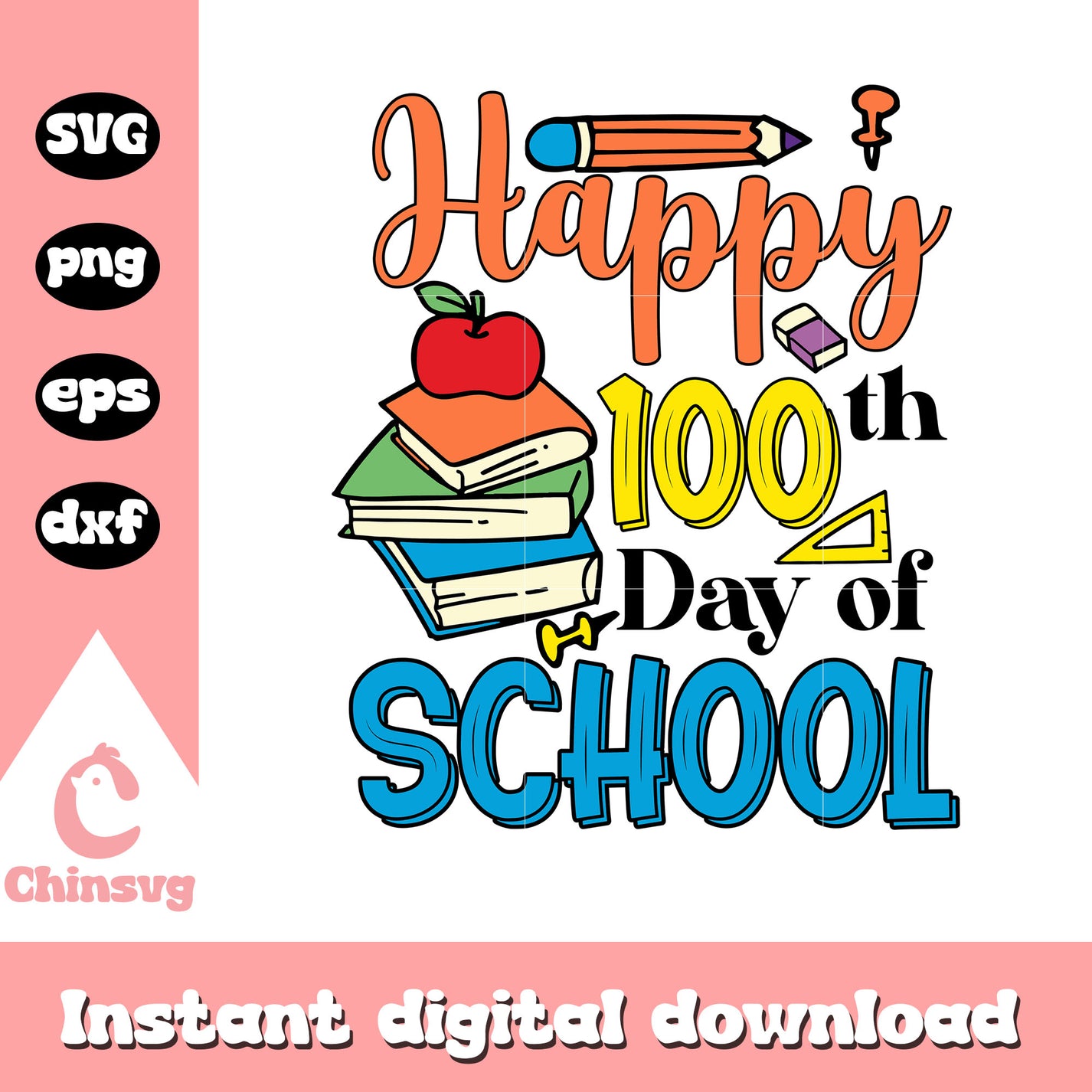 Teacher happy 100th days of school svg, school days svg – Chinsvg