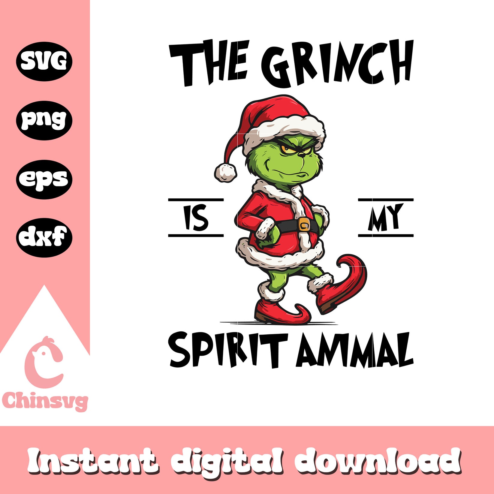 The grinch is my spirit animal christmas quote design svg, santa grinc ...