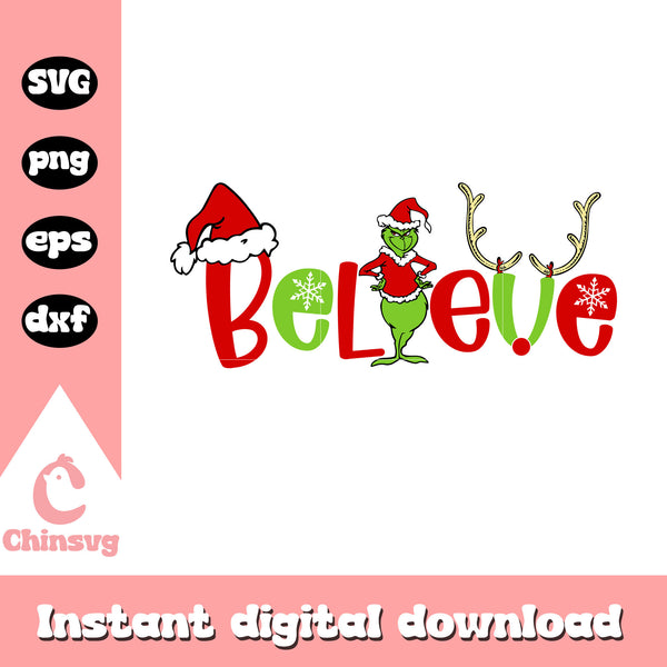 The grinch believe christmas text svg, christmas colors svg – Chinsvg