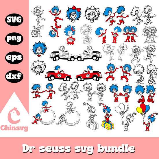 Thing 1 thing 2 characters design bundle svg, dr seuss thing svg – Chinsvg