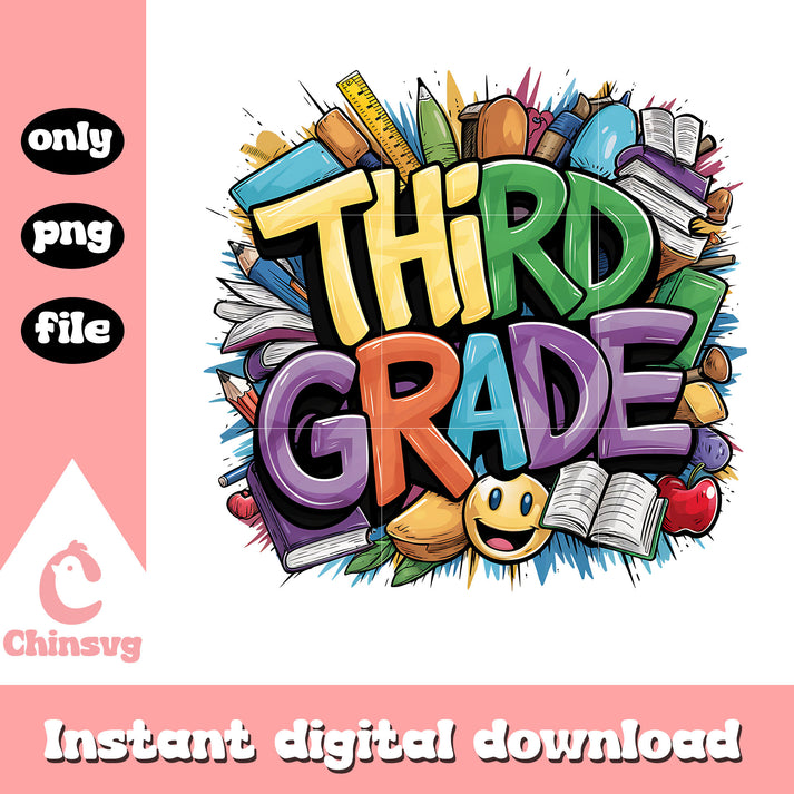 Third grade back to school clipart png, back to school art png – Chinsvg