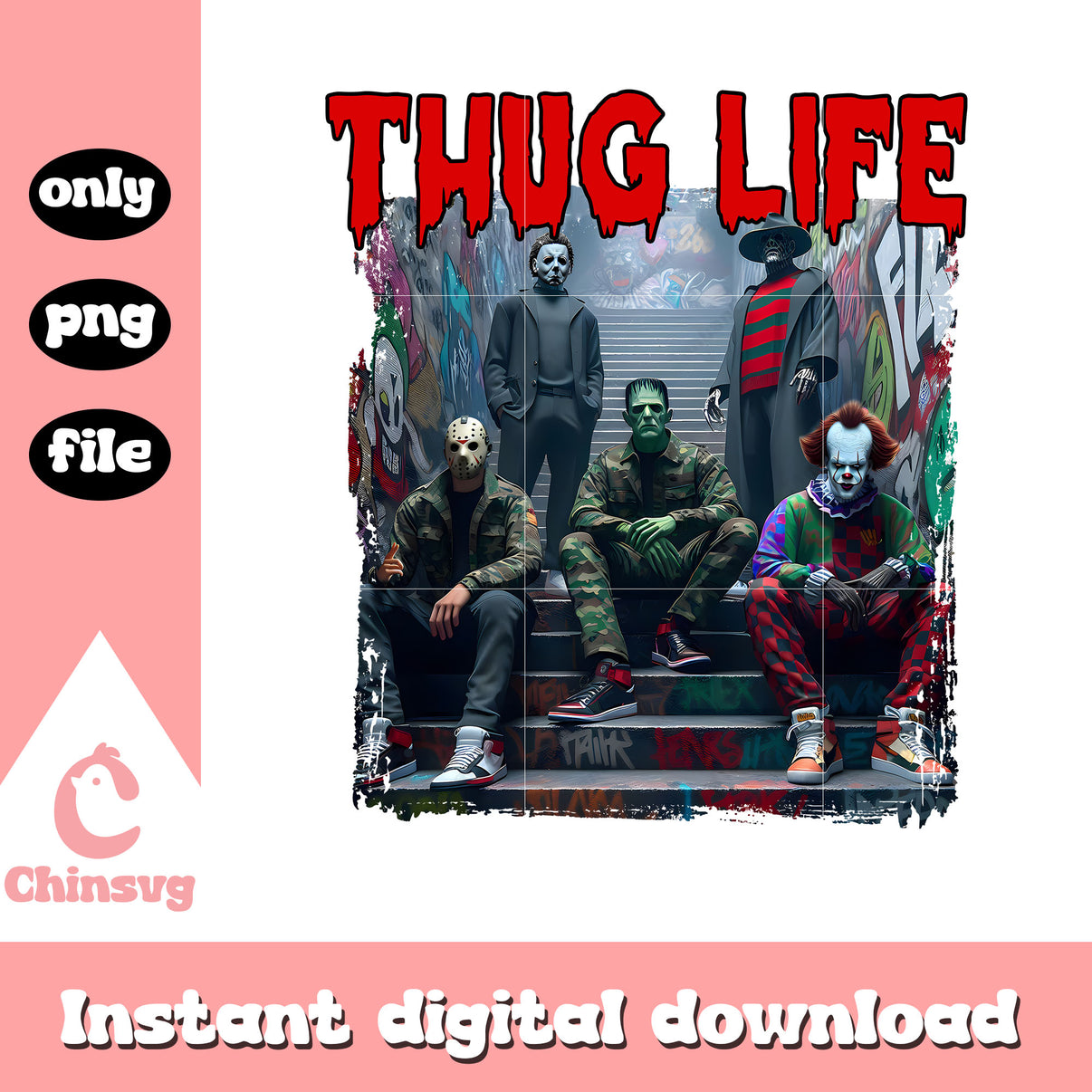 Thug life spooky halloween collection png, famous horror characters pn ...