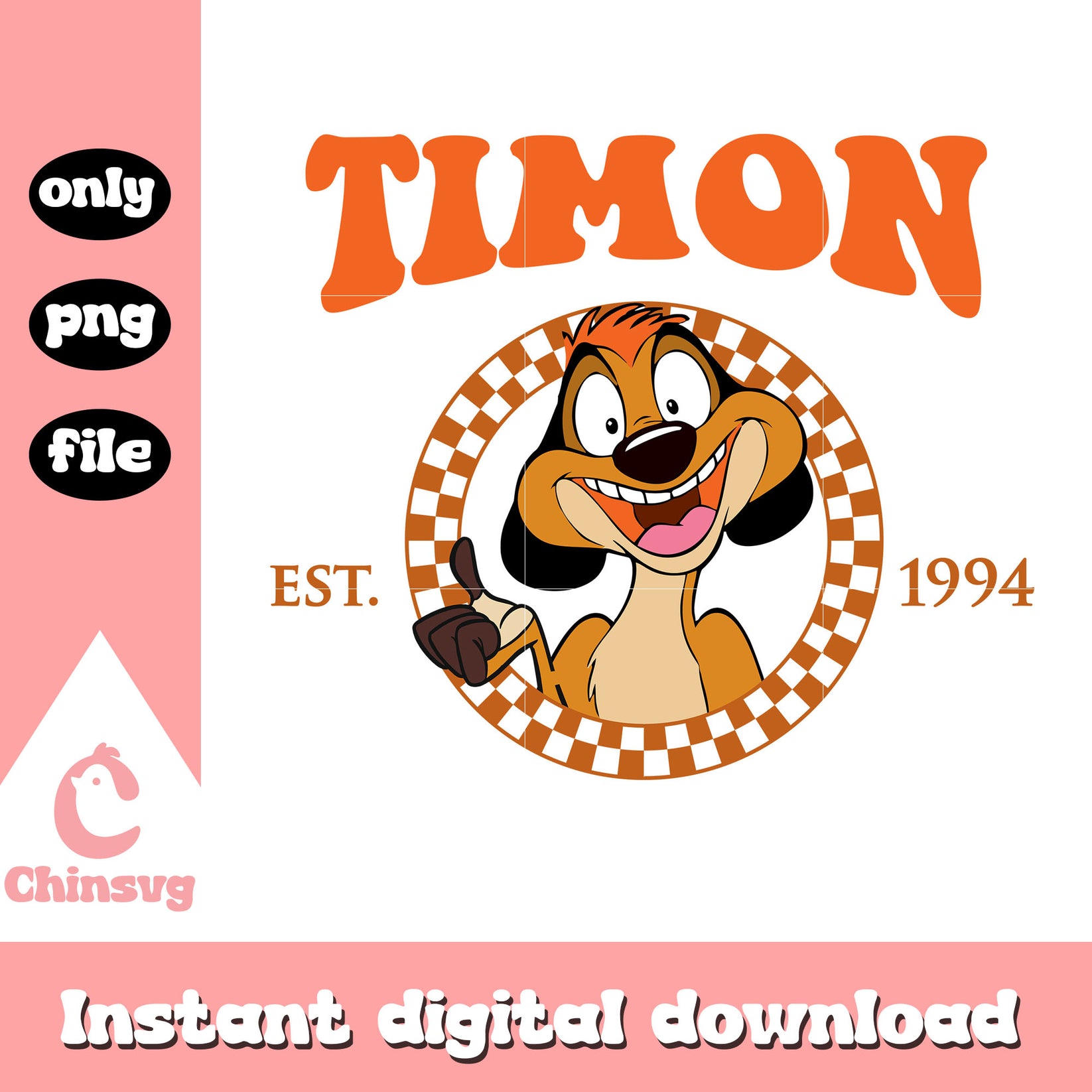 Timon est 1994 disney red big text png, timon disney lion king png ...