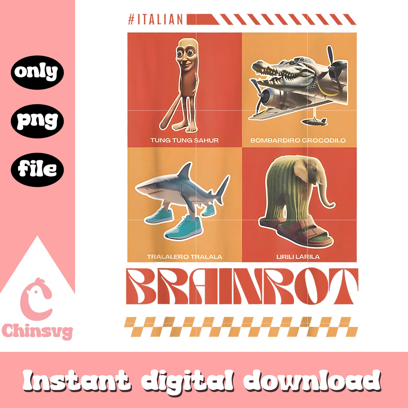 Top 4 italian brainrot characters design png, tralalelo tralala png ...