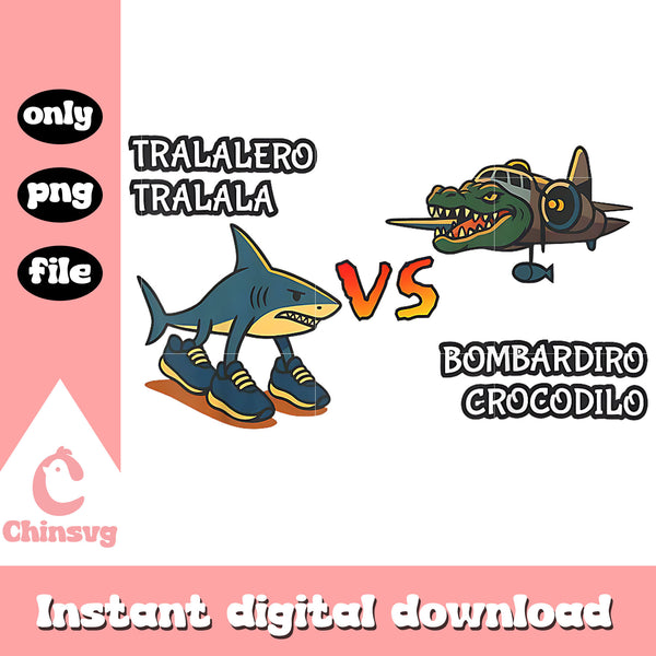 Tralalelo tralala vs bombardilo crocodilo png, italian meme png – Chinsvg