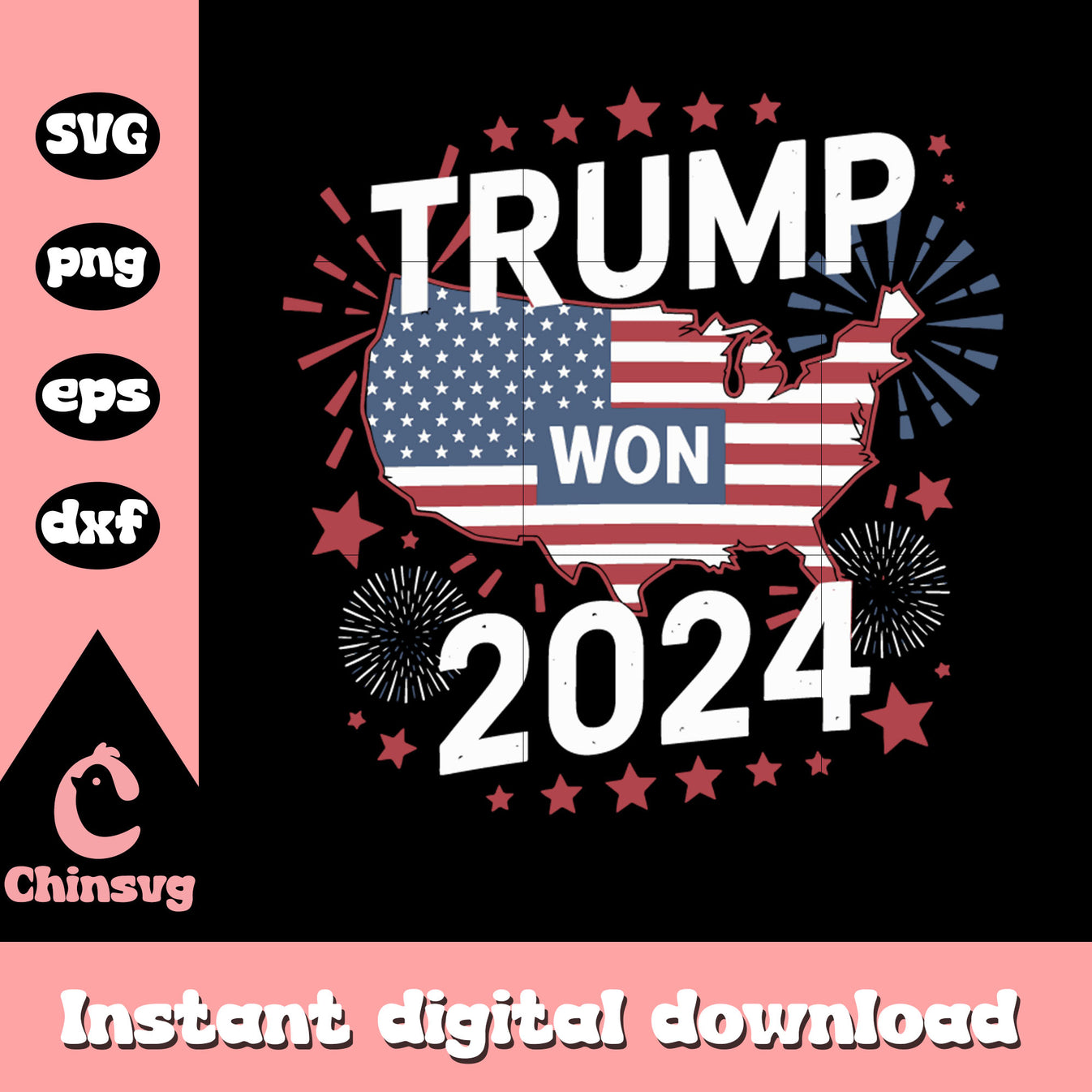 Trump won 2024 logo design svg, trump 2024 flag svg, trump won svg ...