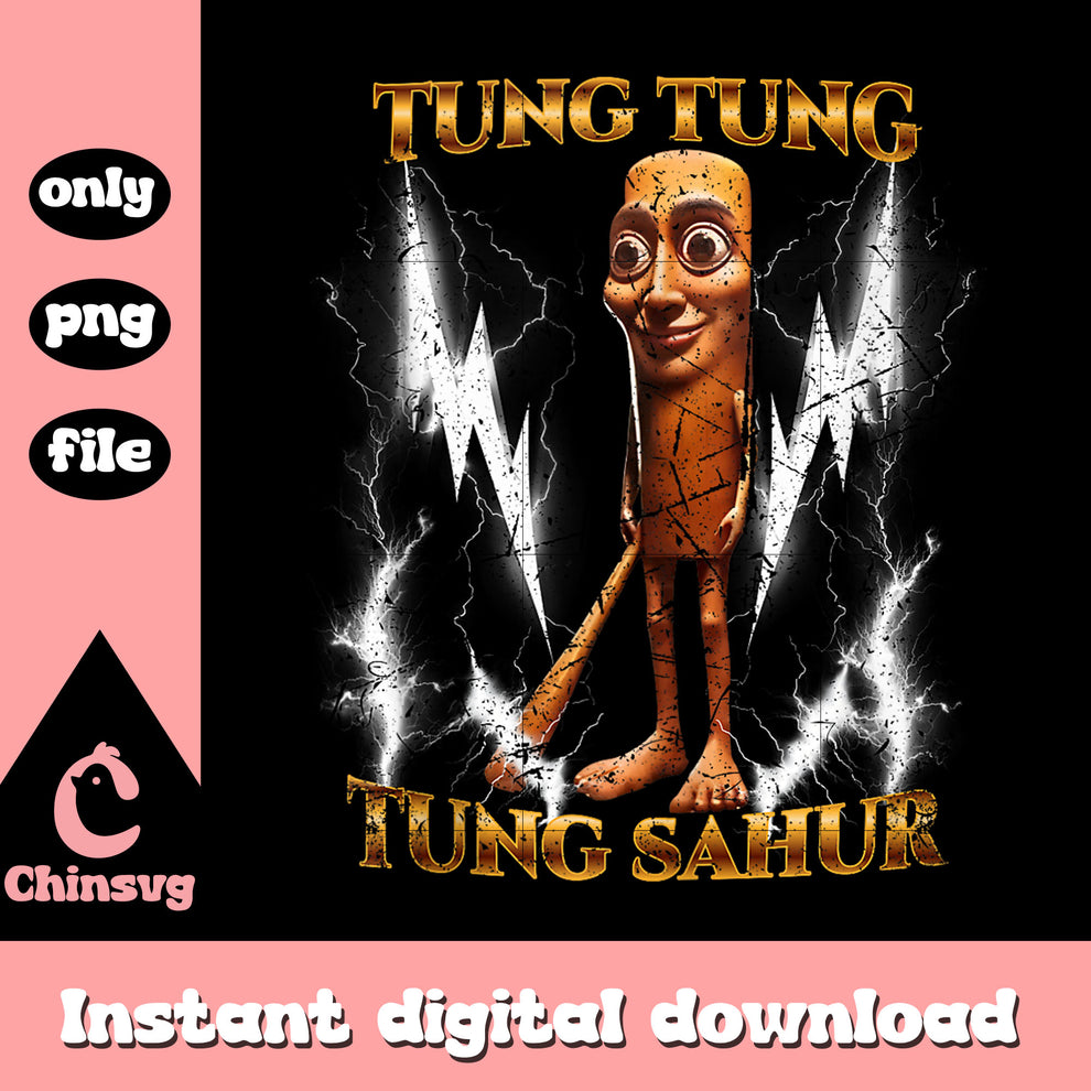 Tung tung tung sahur lightning design png, trending tiktok memes png ...