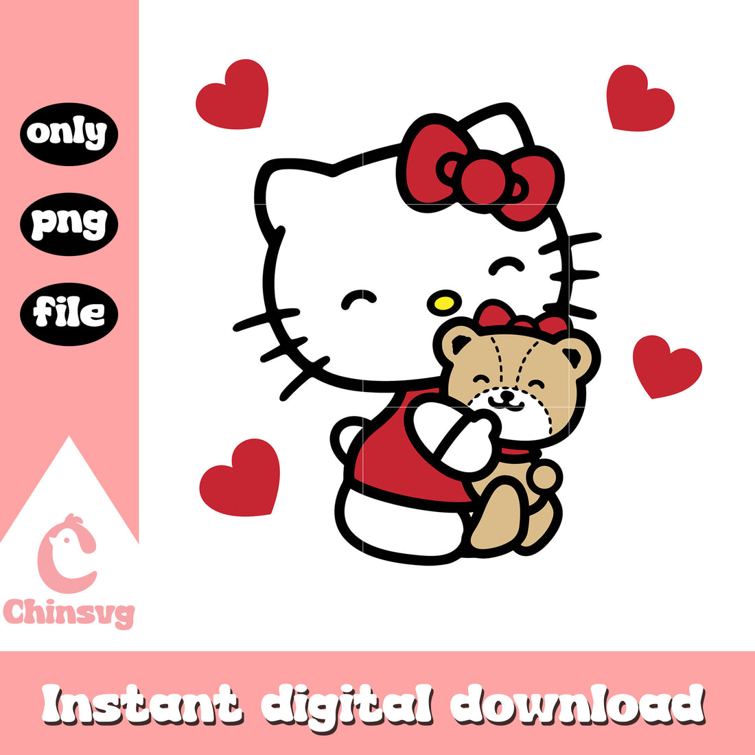 Valentine kitty hug bear png, hello kitty valentines png – Chinsvg
