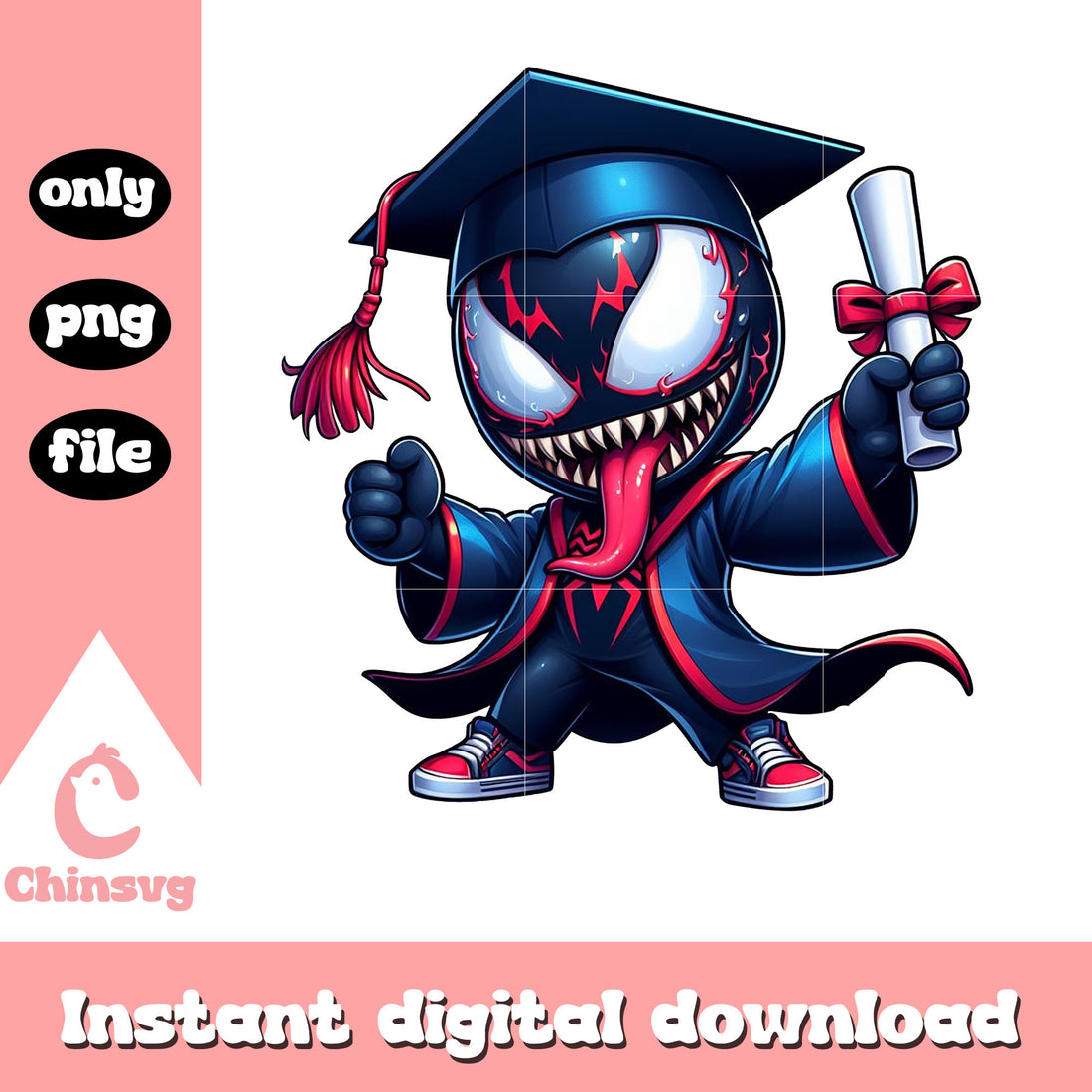 Venom chibi graduation design png, venom movie png, graduation png ...