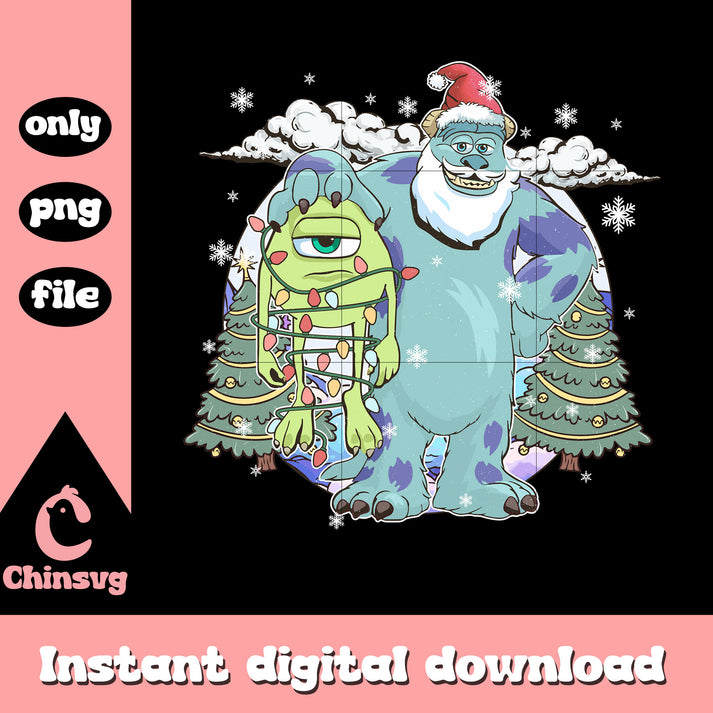 Vintage christmas monsters cartoon png, monster christmas tree png ...