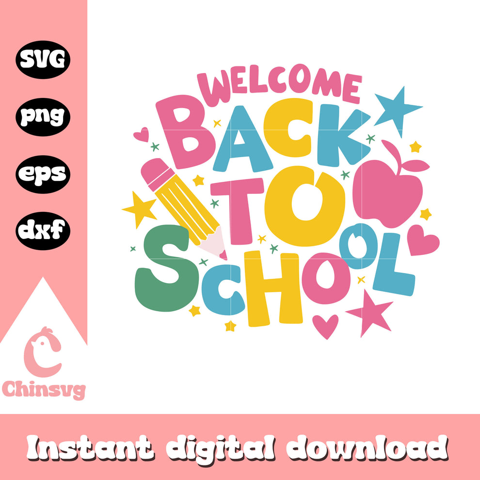 Welcome back to school clipart design svg, clipart back to school svg ...