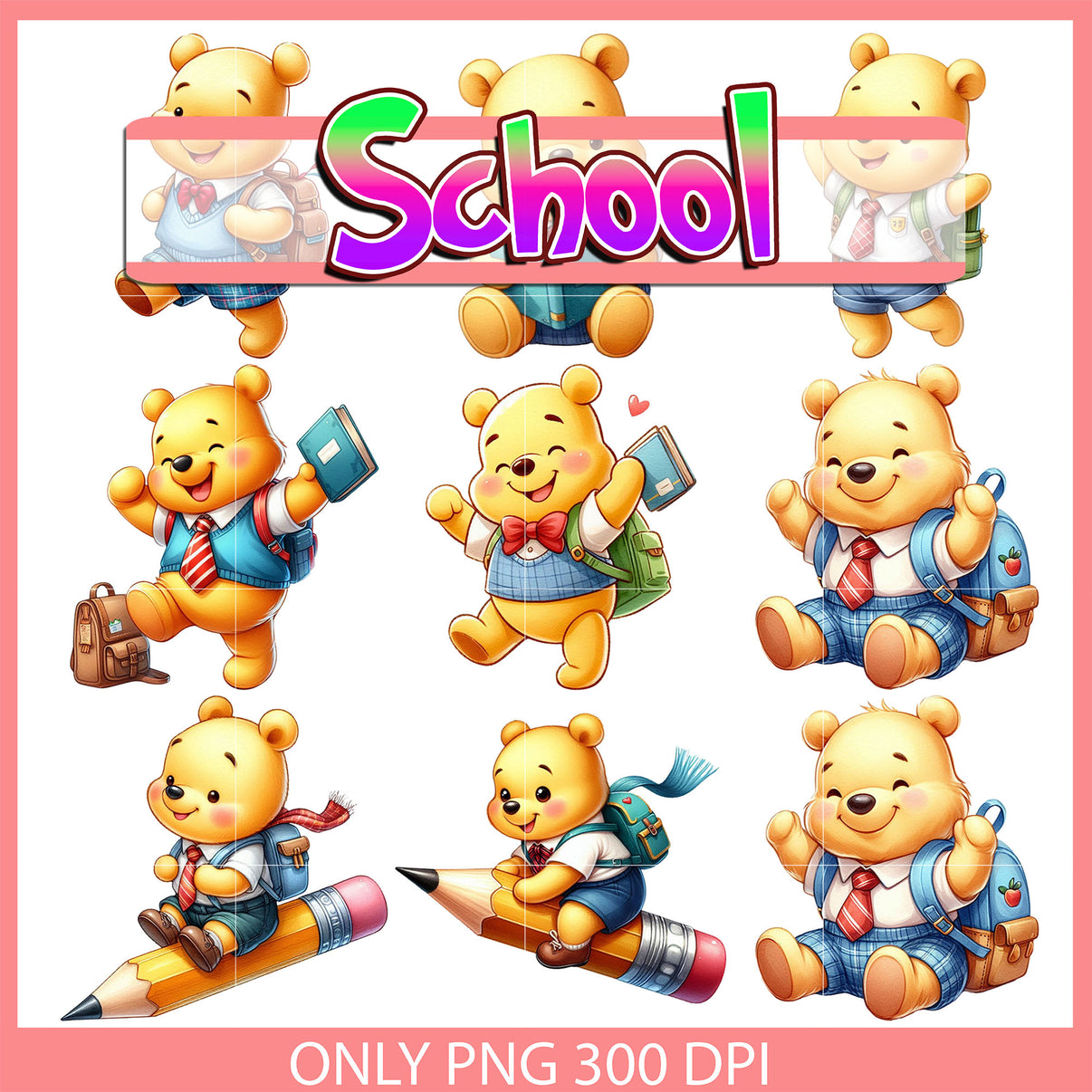 Winnie the pooh back to school design bundle png, winnie the pooh png ...