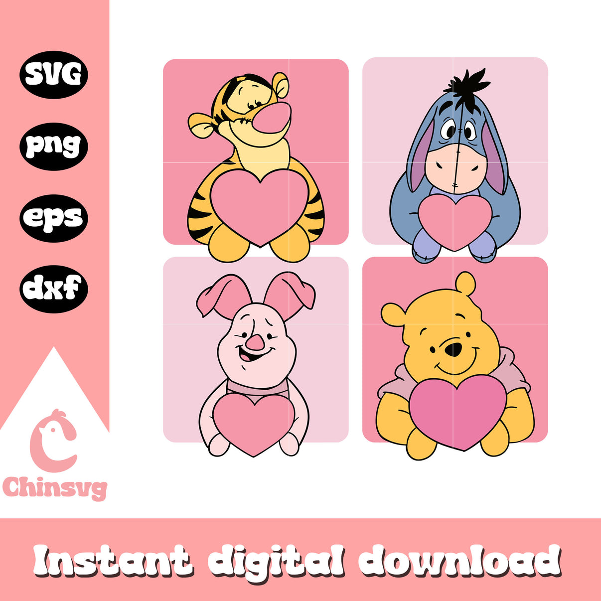 Winnie the pooh heart valentines svg, pooh valentine svg – Chinsvg