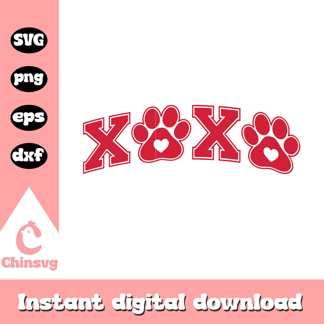 Xoxo paw dog print valentine svg, xoxo svg, valentine svg – Chinsvg