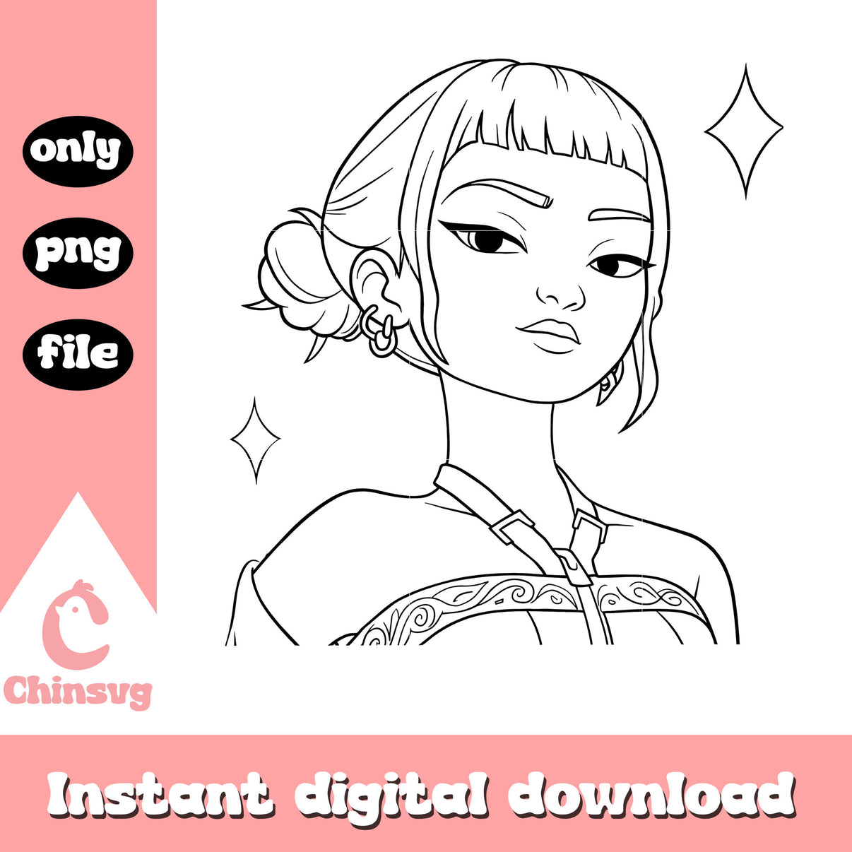 Zoey character outline design png, zoey huntrix png – Chinsvg