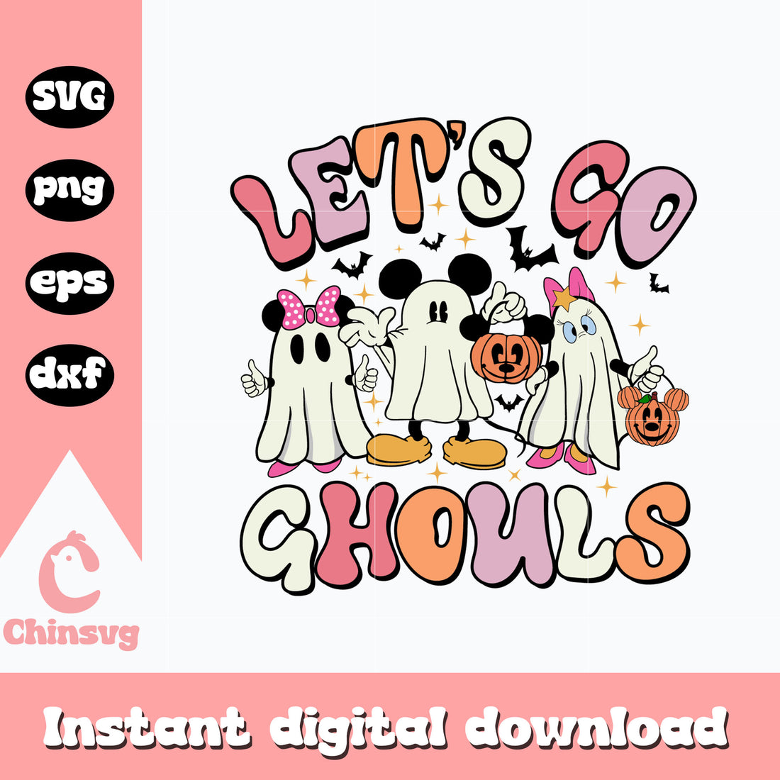 Let's Go Ghouls Svg, Mickey friends halloween svg, instant download ...