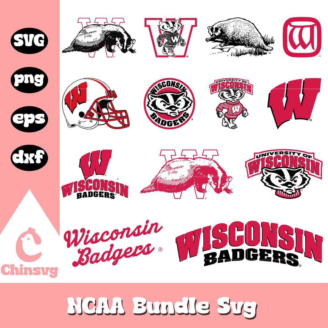 wisconsin badgers Ncaa logo bundle svg, wisconsin badgers svg – Chinsvg